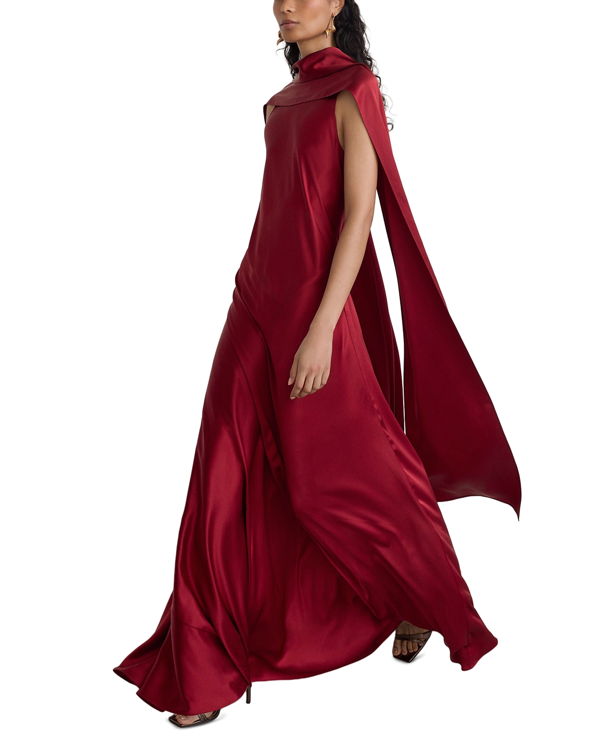 REISS Reiss Satin Cape Maxi Dress